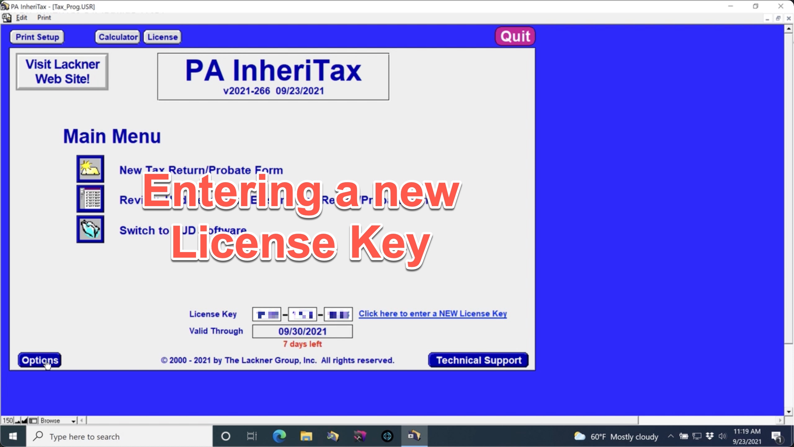 WALK-THRU: Entering a New License Key in PA InheriTax
